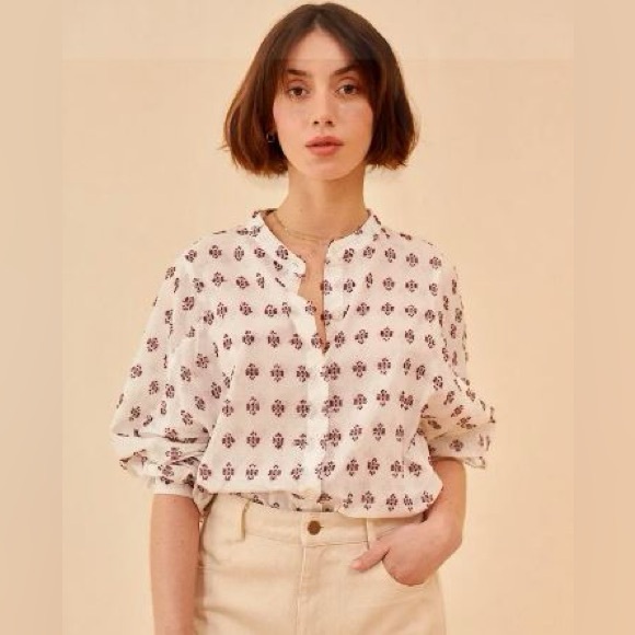 Tops | 262 Gelina Embroidered Shirt Paris Boutique Brand | Poshmark